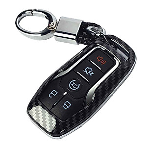 Getfarway 4/5-Button Key Carbon Fiber Hard Smart Key Cover Fob Case Keyless Compatible with Ford Fusion Mustang Edge F150 F250 Explorer Mondeo Lincoln Key Fob Shell Smart Key Fob Cover