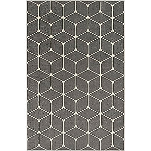 LOOMAKNOTI Tecopa Shamid 8' x 10' Grey Geometric Indoor/Outdoor Area Rug