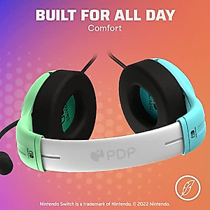 PDP Gaming LVL40 Stereo Headset with Mic for Nintendo Switch - PC, iPad, Mac, Laptop Compatible - Noise Cancelling Microphone, Lightweight, Soft Comfort On Ear Headphones, Animal Crossing Blue & Green