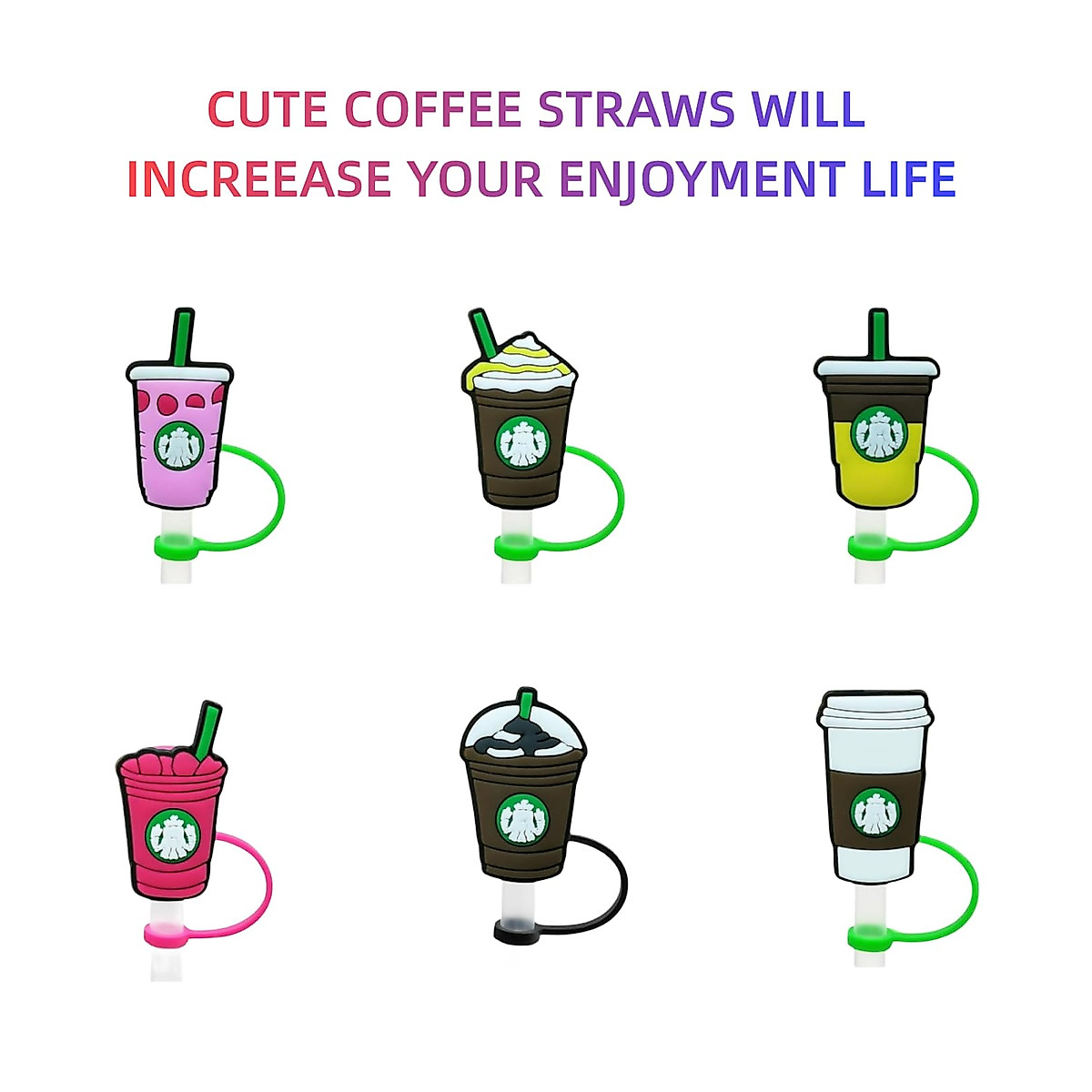 8mm Straw Covers Tips for Stanley Cup, 6Pcs Reusable Drinking Stanley Straw Topper, Splash Proof Straw Protector, Straw Cover Cap for Stanley Cup Accessories。