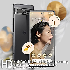 Pixel 6a Tempered Glass Screen Protector + Camera Lens Protector [ 2 + 2 Pack ][Fingerprint Unlock] [Anti-Scratch] [Case Friendly] HD Clear Protective Film for Google Pixel 6a