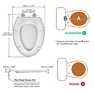 AQUATIZ Elongated Toilet seat with Buit-in Night Light,Oval Toilet Seat with Soft Slow Close,Oblong Toilet Seat Plastic Replacement