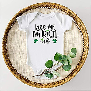 Baby Kiss Me I'm Irish-ish St. Patrick's Day Bodysuit (12-18 Months, Long Sleeve)