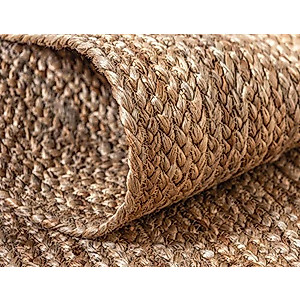 The Knitted Co. 100% Jute Area Rug 8 x 10 Feet- Rectangle Natural Fibers- Braided Design Hand Woven Natural Carpet - Home Decor for Living Room Hallways Bedroom (Natural- 8'x10')