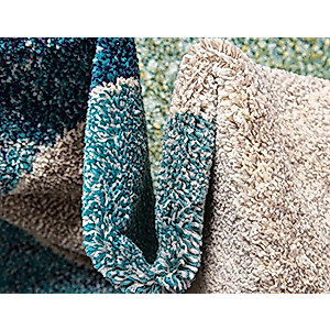 Unique Loom Chromatic Collection Modern Bokeh & Vibrant Abstract Area Rug for Any Home Décor, 8 ft x 10 ft, Navy Blue/Beige