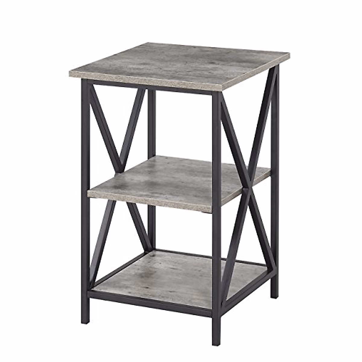 Convenience Concepts Tucson End Table with Shelves, 3-Tier, Faux Birch/Black