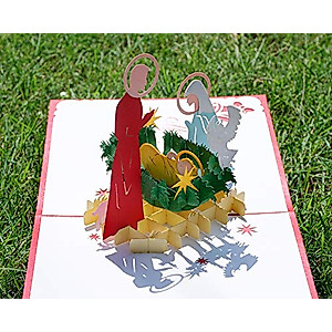 CUTPOPUP Nativity Christmas Card Pop Up, 3D Silent Night Nativity Scene Card Pop Up, Christmas Greeting Card Pop Up Card, Merry Christmas Card