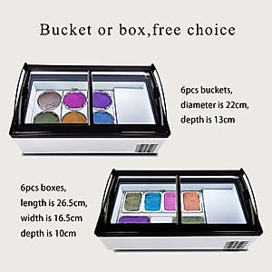 Vaseni Commercial Ice Cream Freezer Display Case, Glass Top Ice cream Showcase Countertop Gelato Display with 6 Square Storage Baskets, 6.35 cu.ft Capacity