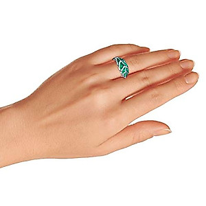 Personalized Boho Gemstone Green Created Opal Inlay South Western Nature Wrap Ivy Laurel Leaf Ring Western Jewelry For Women Teen .925 Sterling Silver Customizable