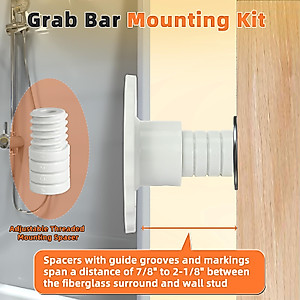 Grab Bar Mounting Kit, Grab Bar Anchors for Installing Grab Bar to Studs in Fiberglass Showers, Grab Bar Mounting System for Safety in Fiberglass Shower or Fiberglass Tub (1)