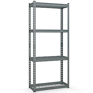 Goplus 4-Tier Metal Shelving Unit, Heavy Duty Wire Storage Rack with Anti-Slip Foot Pads, Height Adjustable Shelves for Warehouse, Kitchen, Living Room, Garage, 12" D x 27.5" W x 60" H