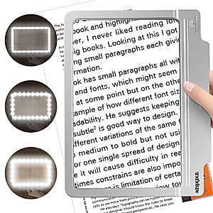 4X Magnifying Glass with 36 Adjustable LED Lights Provide Full-Page Viewing Area Evenly Lit Perfect for Low Vision Person and Seniors