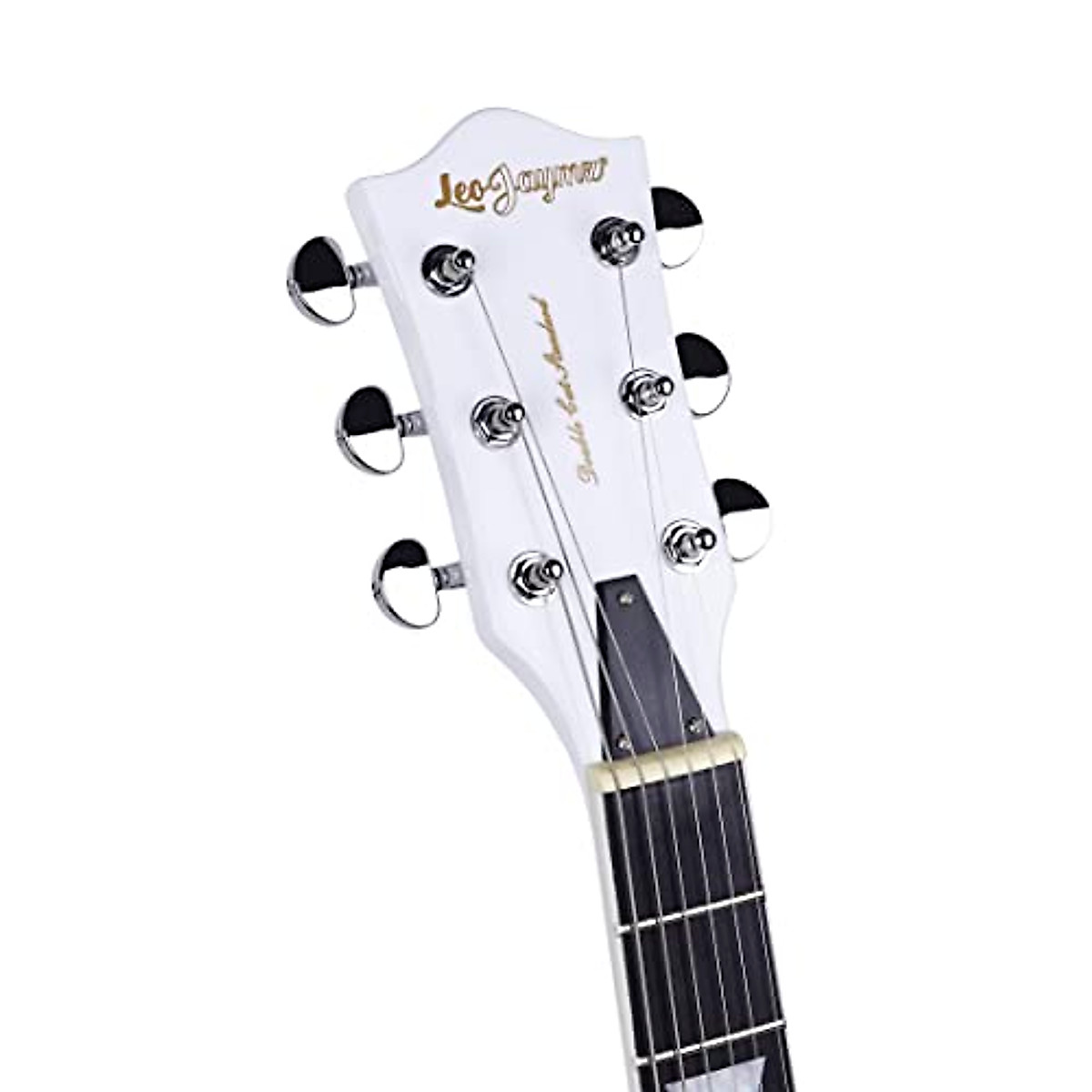 Leo Jaymz 39 Inch Double Cut Solid Body Electric Guitar - Poplar Wood Body，Maple Neck and Composite Ebony Fretboard (DC White)