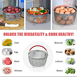 Original Salbree Steamer Basket for 8 quart Instant Pot Accessories, Stainless Steel Strainer and Insert fits IP Insta Pot, Instapot 8 qt, Other Pressure Cookers & Pots, with Handle [3qt 6qt avail]