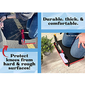 Polar Whale 2 Portable Knee Cushions Red and Black with Tool Pocket for Home Garden Work Automotive Workshop More Durable Thick Comfortable High Density Waterproof Foam 15 x 10 Inches Kneeling Pad