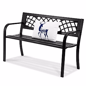 VEVOR Outdoor Bench, 480 lbs Load Capacity Bench, 46 inches Metal Garden Bench for Outdoors, Outdoor Garden Park Bench with Backrest and Armrests, Patio Bench for Garden, Park, Yard, Front Porch