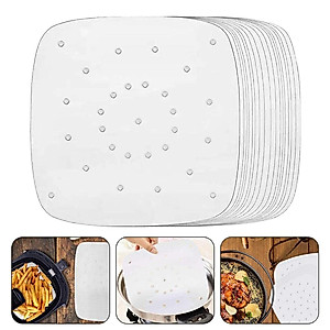 NARFIRE 100Pcs Air Fryer Paper Kitchen White Square Food Cake Paper Mat Pad
