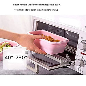 4-piece Collapsible Silicone Lunch Box, Portable Food Storage Container Outdoor Picnic Box Space Saving, Microwave, Dishwasher and Freezer Safe 350/500/800/1200mL350/500/800/1200mL(Pink)