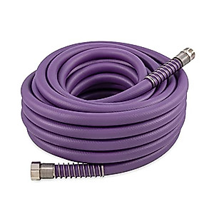 Camco EvoFlex 50-Foot Drinking Water Hose | Features an Extra Flexible Construction, Stainless Steel Strain Reliefs, and is Ideal for RVing, Gardening, Washing Pets, and More | Purple (22586)