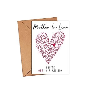 Mother-In-Law You're One In A Million Card - Mother-In-Law Birthday Card - Thank You Greeting Card - Card For Her - Anniversary Card- Mother's Day Card- Thank You Card- I Love You Mother-In-Law Card
