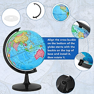 World Globe with Stand, 13" Desk Classroom Decorative Globe for Students & Geography Teachers, 360° Horizontal Rotation, Full Length 19.7 inch World Globe Map with Clear Text Markings, Blue