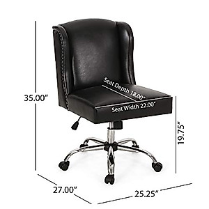 Christopher Knight Home Teresa Contemporary Wingback Swivel Office Chair, Midnight Black