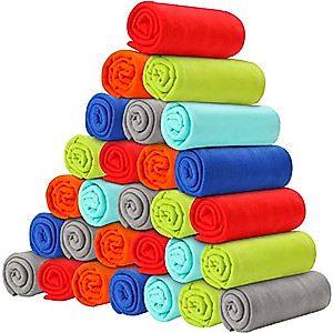 30 Pcs Ultra Soft Fleece Throw Blankets Bulk 50 x 60 Inch Cozy Polyester Throw Blankets Solid Color for Couch, Sofa, Bed, Chair, Home, Office, Travel, Wedding Favor Gifts (Multicolor)
