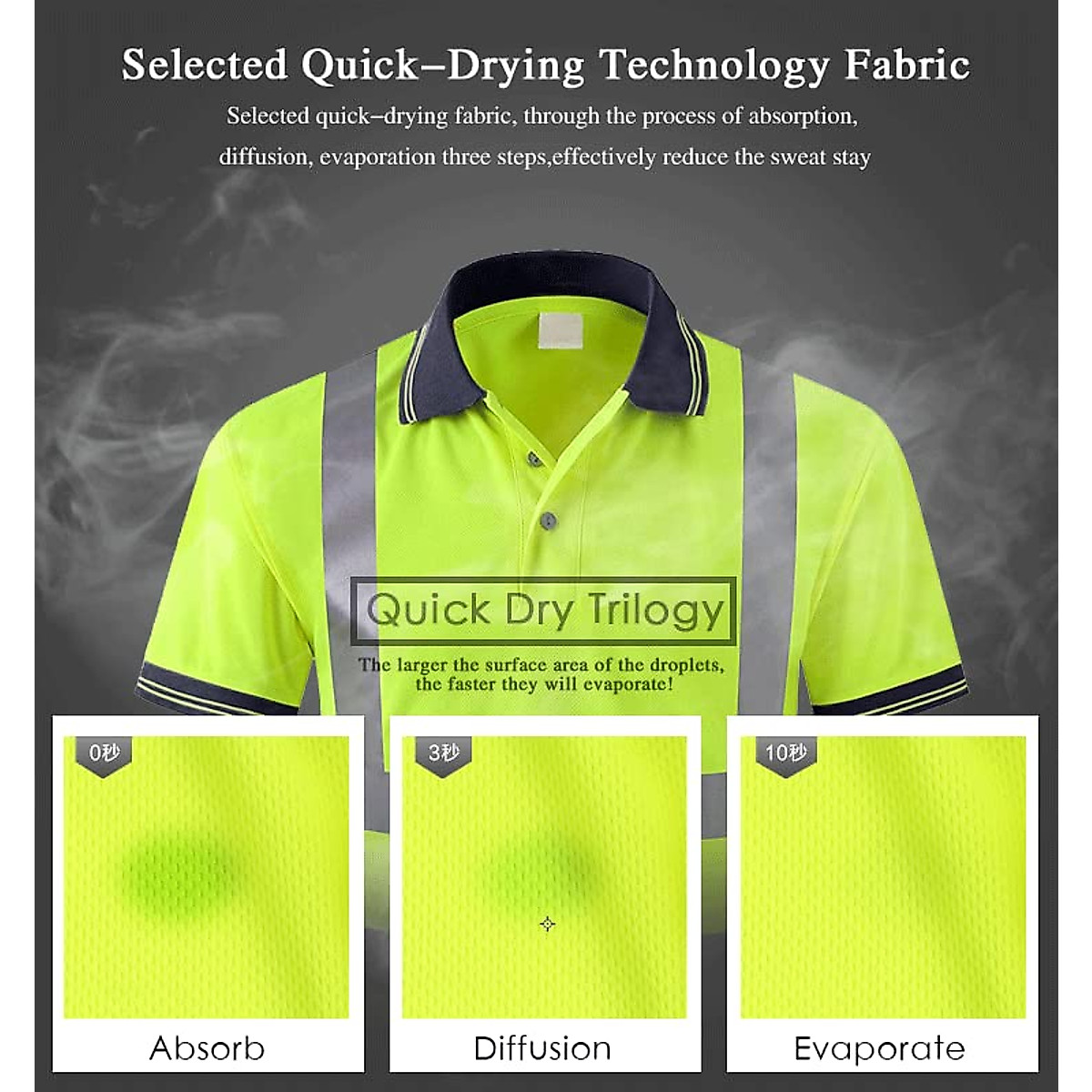 SMASYS Safety Polo Shirt High Visibility - Reflective Shirt Short Sleeve ANSI Standards Construction Work Wear for Men and Women (Yellow, 2XL)