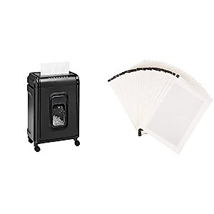 Amazon Basics 8-Sheet High-Security Micro-Cut Shredder with Pullout Basket and Paper Shredder Sharpening & Lubricant Sheets - Pack of 24