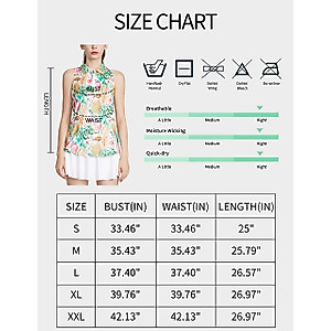 CQC Women's Sleeveless Golf Shirts Quick Dry Floral Athletic Polo with Collar Zip Up Lightweight Tennis Tank Tops Water Lily L