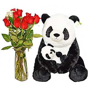 Mother and Baby Panda Plush Set | Super Soft Panda Stuffed Animal | Cute Plushies for Kids Bedroom | 18-in Stuffed Animals for Girls & Boys | Panda Bear Stuffed Animal Toys by Exceptional Home