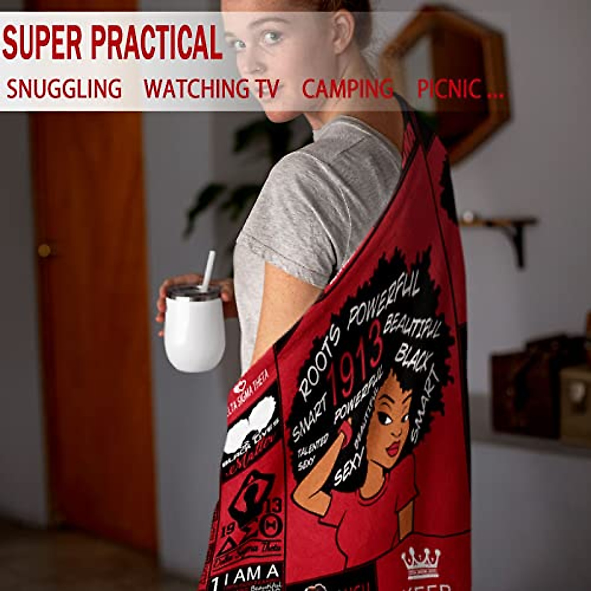 Centh Sorority Gifts for Women Sorority Blanket 50''x60'', African American Sorority, J1913 Elephant Sorority Birthday Gifts for Women Girl Throw Blanket