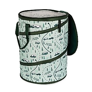 Camco Pop-Up Utility Container | Features Heavy Duty Liner & Zipper Close Lid | Holds 30-Gallon Kitchen-Size Trash Bags | Stands 2-Ft Tall & Collapses for RV Storage and Organization (42996)