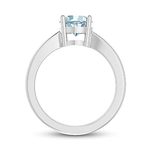 GemsOnClick Natural-Aquamarine 925-Sterling-Silver Solitaire Engagement Ring Chakra Healing Birthstone Handmade Daily Wear Women Jewelry Size: 12