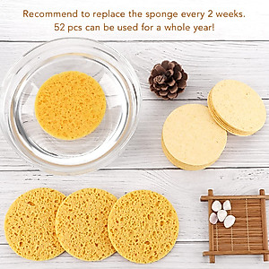 52-Count Facial Sponges Compressed Facial Cleaning Sponges, Face Cleansing Sponge SPA Massage Sponges Cleaning Exfoliating Sponge for Face