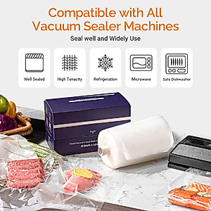Vacuum Seal Bags, 8'' x 120' Food Vacuum Sealer Roll Keeper with Cutter for Food Saver, GERYON, Seal a Meal Vacuum Sealer Machine, Ideal for Food Storage/Meal Prep/Sous Vide