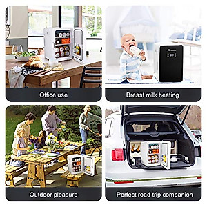 Homdox Mini Fridge, 20L Portable Cooler Warmer Refrigerators, 60W Small Refrigerator, AC/DC Compact Skincare Fridge for Skincare, Foods, Medications, Bedroom, Office & Car, Black