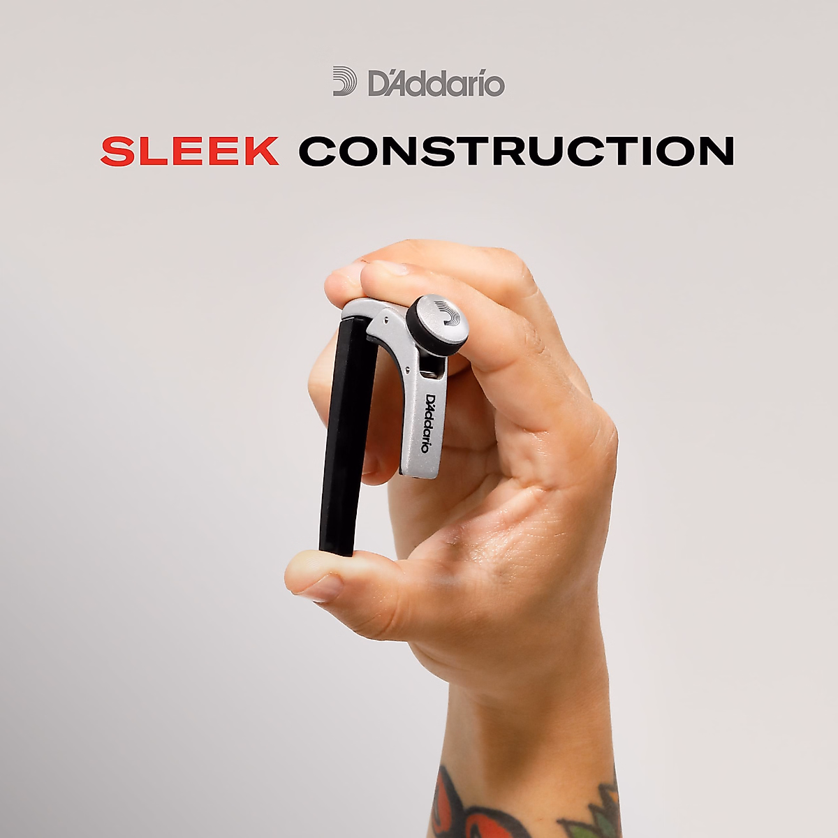 D'Addario Guitar Capo for Acoustic and Electric Guitar - NS Capo - Adjustable Tension - Guitar Accessories - Works for 6 String and 12 String Guitars - Black