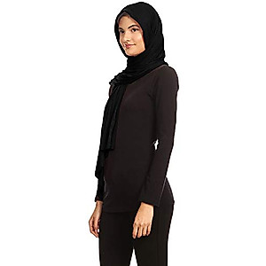 Abeelah Jersey Hijab Scarf - Made in the USA - Islamic, Muslim, African and Indian Fashion Compatible (Black)