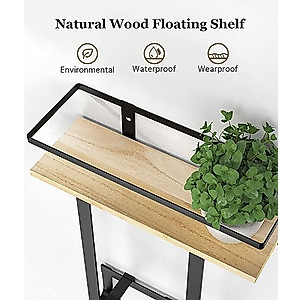 Luxspire Towel Racks Wall Mounted for Bathroom, Towel Holder Wall Mounted with Wooden Floating Shelf & 3 Metal Hooks, Rolled Bath Towel and Hand Towel Rack for Bathroom, Black + Wooden