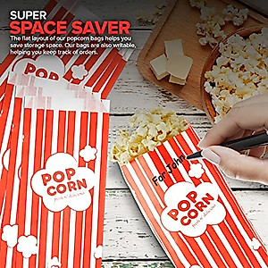 1 oz Paper Popcorn Bags Bulk (500 Pack) Small Red & White Pop-corn Bag Disposable for Carnival Themed Party, Movie Night, Halloween, Popcorn Machine Accessories & Supplies, Individual Servings