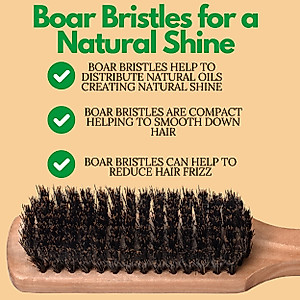 GranNaturals Soft Mens Boar Bristle Hair Brush - Natural Wooden Club Style Wave Hair Brush for Men - Styling Beard Hairbrush for Fine, Thin or Thick Hair