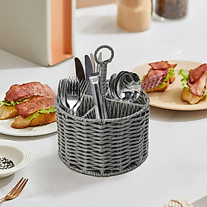 COZYYROME Utensil Caddy for Kitchen Countertop,Cooking Utensil Holder Counter Utensil Crock Holder for Kitchen Large Utensil Flatware Organizer,Kitchen Utensil Caddy With 4 Compartments