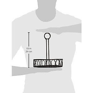 Spectrum Diversified Twist Stand Steel Condiment Caddy for Restaurants & Homes, Coffee Station Office Décor, Rust-Resistant Seasoning & Sauce Holder, Medium, Black