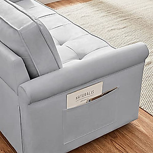 Antetek Loveseat Sleeper Sofa Bed, Modern Velvet Fabric Upholstered Futon Sofa Couch, Twin Floor Gaming Sofa, 54-inch Small Love seat, Foldable Lazy Recliner Sofa for Living Room Apartment, Grey