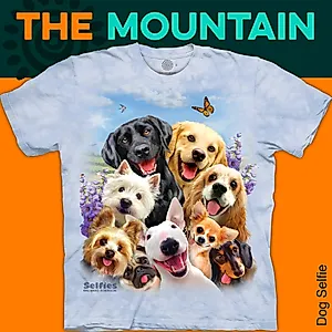 The Mountain mens Dog Selfie T Shirt, Blue, Medium US