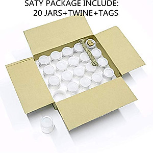 Encheng 7 oz Clear Glass Jars With Lids,Glass Yogurt Container With Lids(PE),Replacement Glass Pudding Jars Yogurt Jars,Glass Container With Twine n Tag For Milk,Jams,Jelly,Mousse,Dishwaresafe 20 Pack