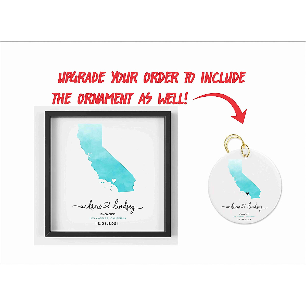 Long Distance Love Personalized Map Gift FRAMED Print Wedding Keepsake Wedding Gift Engagement Gift for Couple