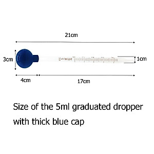OESS Glass Graduated Dropper Pipettes 5ml with Blue Silicone Caps Pk/3