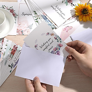 ZOIIWA 150 Pieces Bulk Sympathy Card with Envelopes Flower Sympathy Thank You Cards With Greetings Inside Floral Funeral Thank You Cards Bereavement Cards Condolences Cards